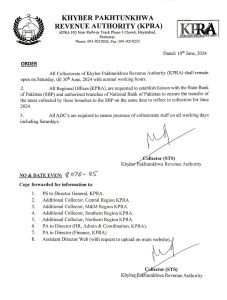Office Order: All Collectorate of KPRA shall remain open on Saturday ...